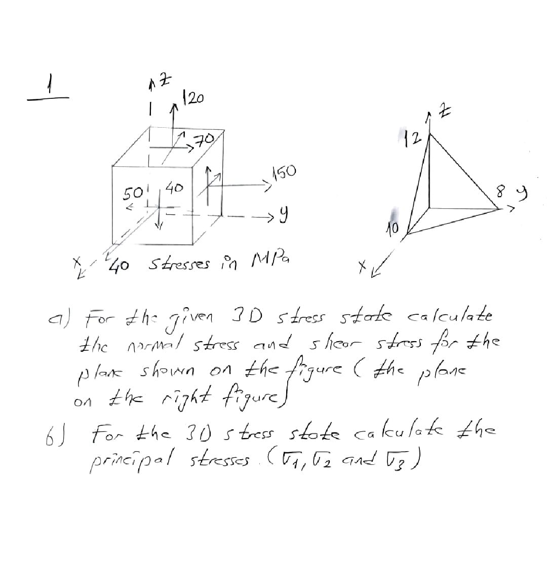 Solved a) For the given 3D stress state calculate the narmal | Chegg.com