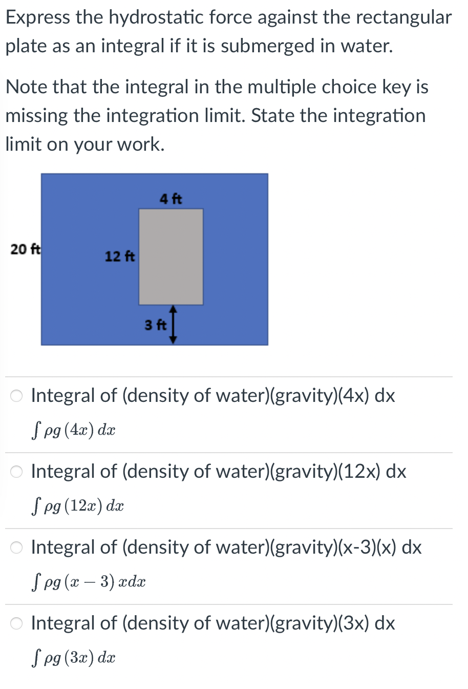 Solved Express The Hydrostatic Force Against The Rectangular