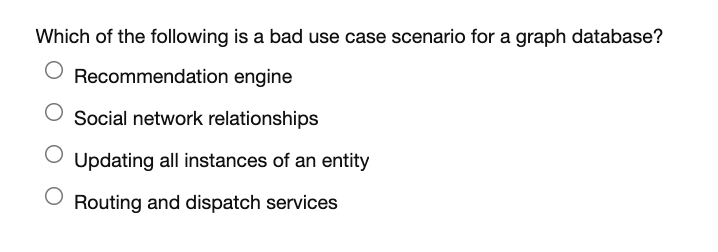 Solved Which of the following is a bad use case scenario for | Chegg.com