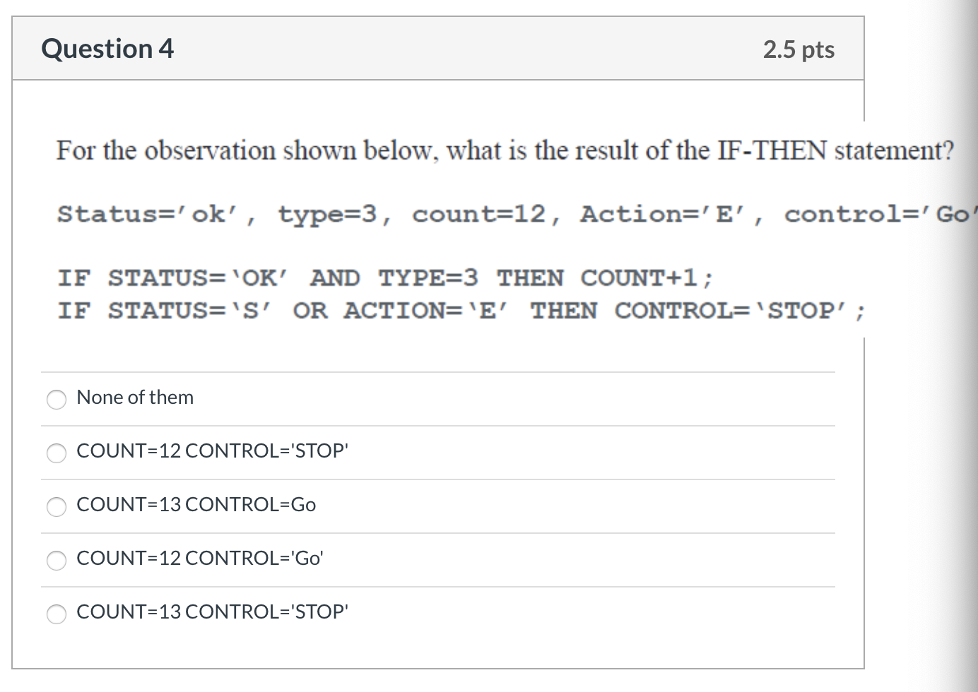 Solved Question 4 2.5 pts For the observation shown below, | Chegg.com
