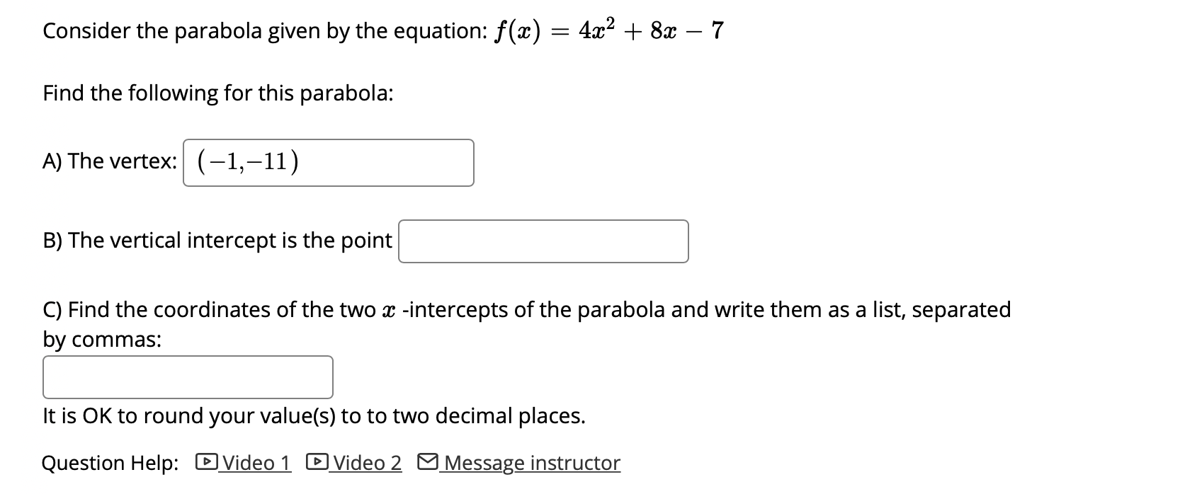 Solved Consider the parabola given by the equation: f(x) 4x2 | Chegg.com