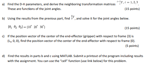Solved This assignment focuses on D-H parameters and forward | Chegg.com