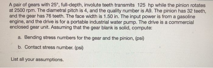 A pair of gears with 25°, full-depth, involute teeth | Chegg.com