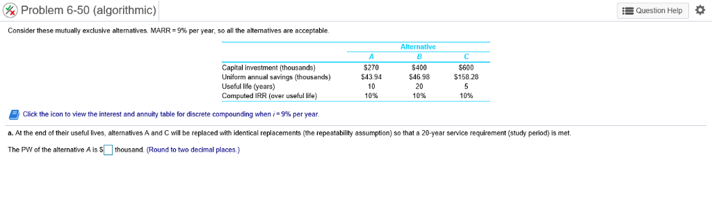 Solved %) Problem 6.50 (algorithmic) Question Help * | Chegg.com