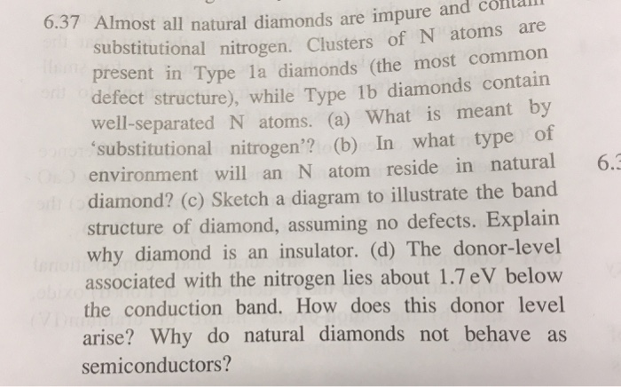 Solved natural diamonds are impure and coilalli | Chegg.com