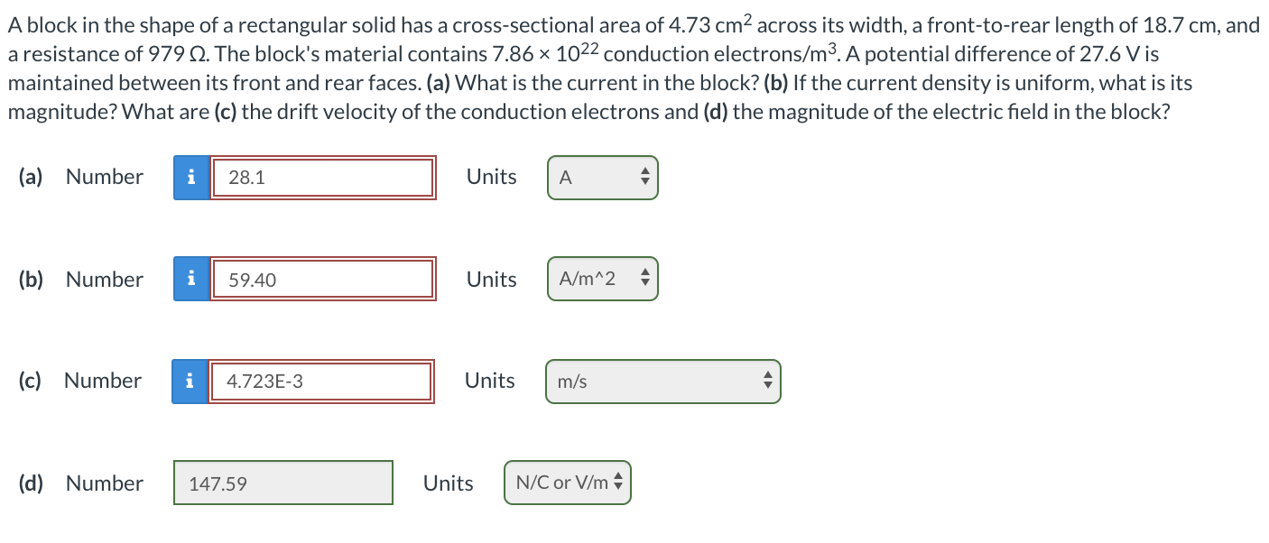 Solved A block in the shape of a rectangular solid has a | Chegg.com