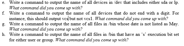Solved e. Write a command to output the name of all devices | Chegg.com