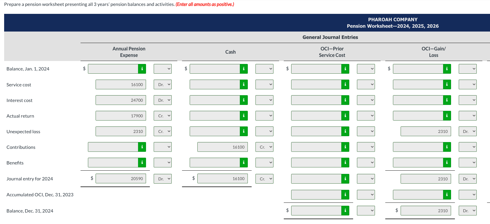 Solved Accumulated OCI, Dec. 31, 2024 Balance, Dec. 31, 2025 | Chegg.com