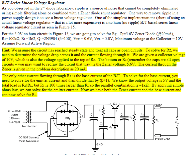 Solved BJT ﻿Series Linear Voltage RegulatorAs ﻿you observed | Chegg.com
