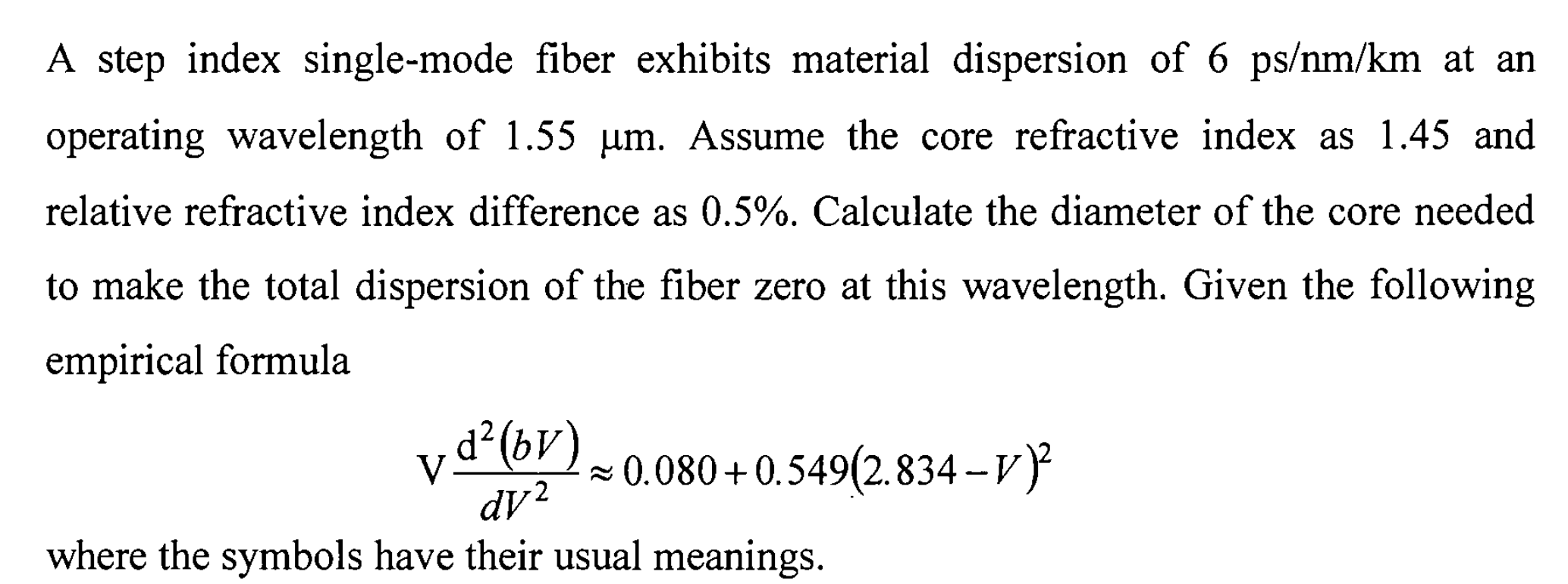 A step index single-mode fiber exhibits material | Chegg.com
