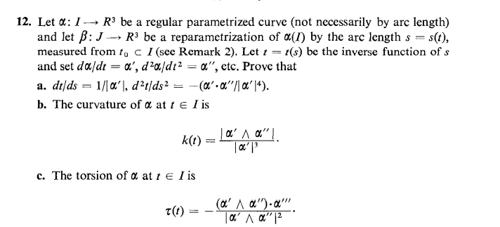 Solved 2. Let α:I→R3 be a regular parametrized curve (not | Chegg.com
