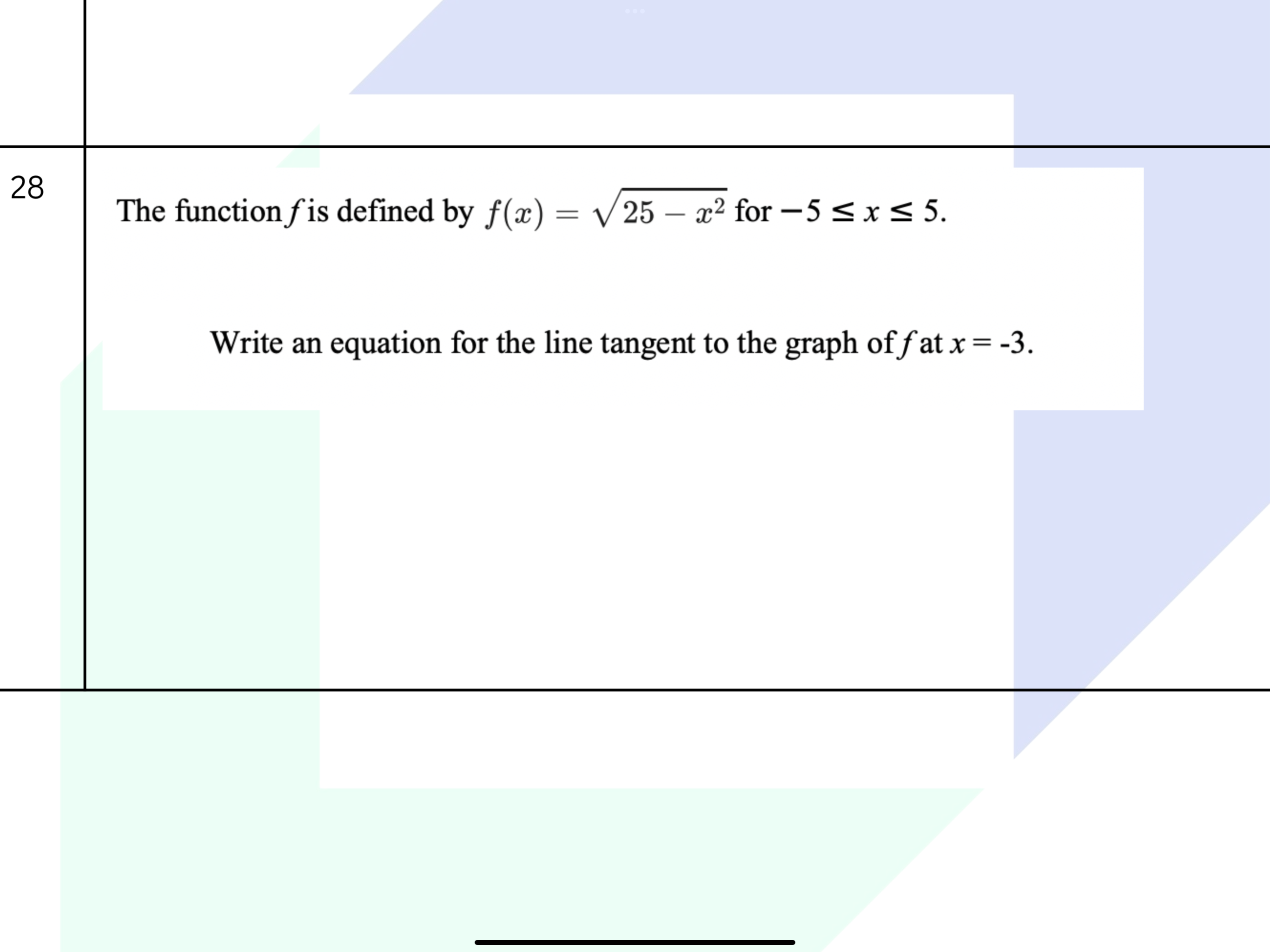 Solved 28 ﻿The function f ﻿is defined by f(x)=25-x22 ﻿for | Chegg.com