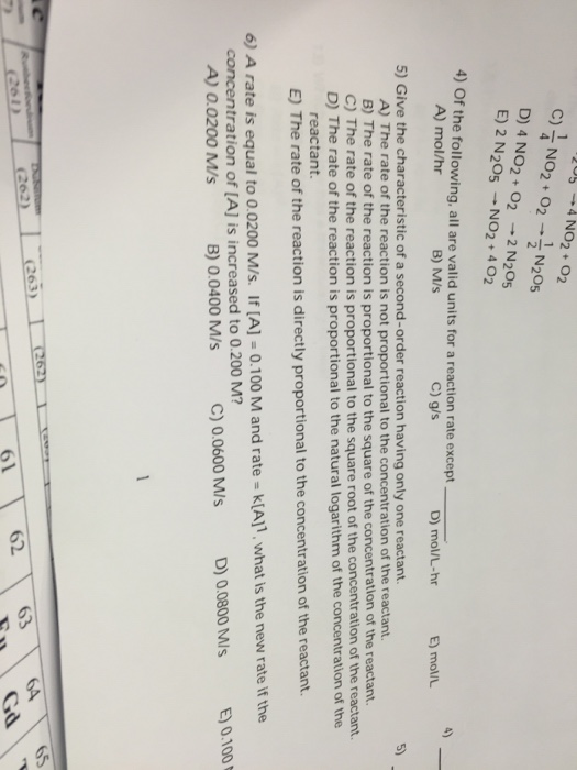 Solved Of the following, all are valid units for a reaction | Chegg.com