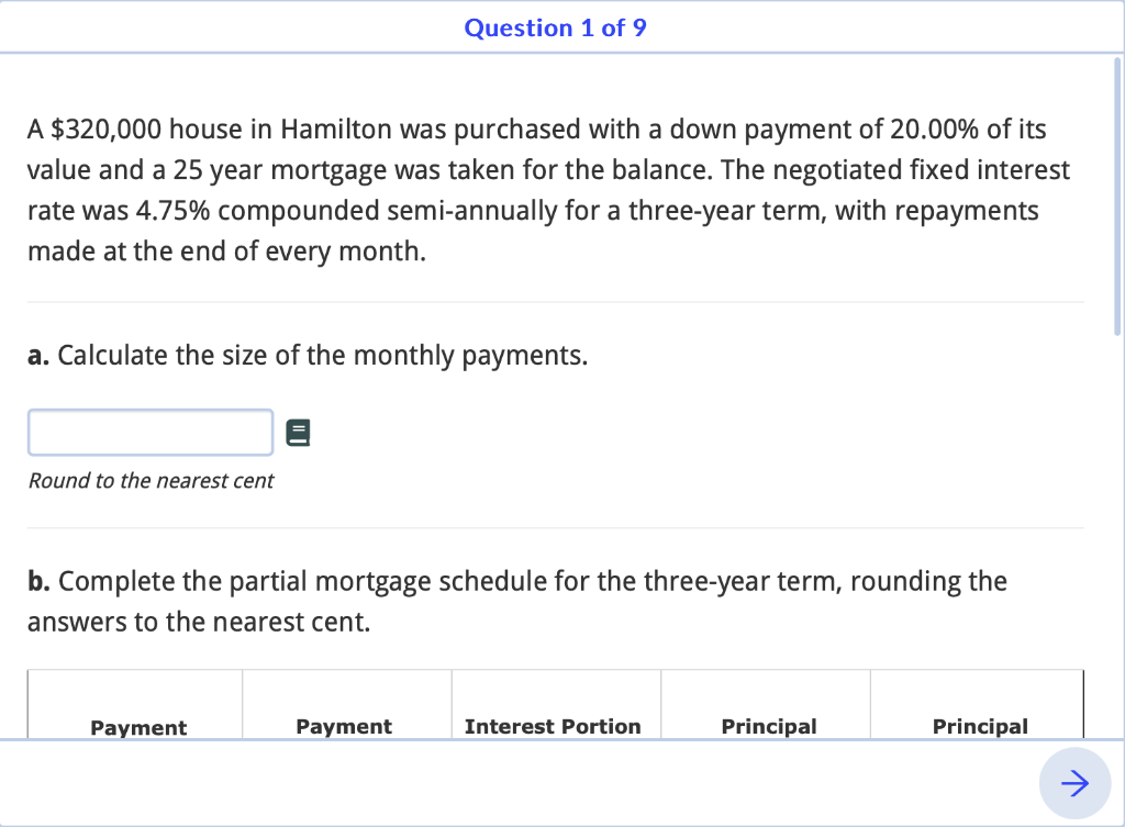 Solved A $320,000 house in Hamilton was purchased with a | Chegg.com