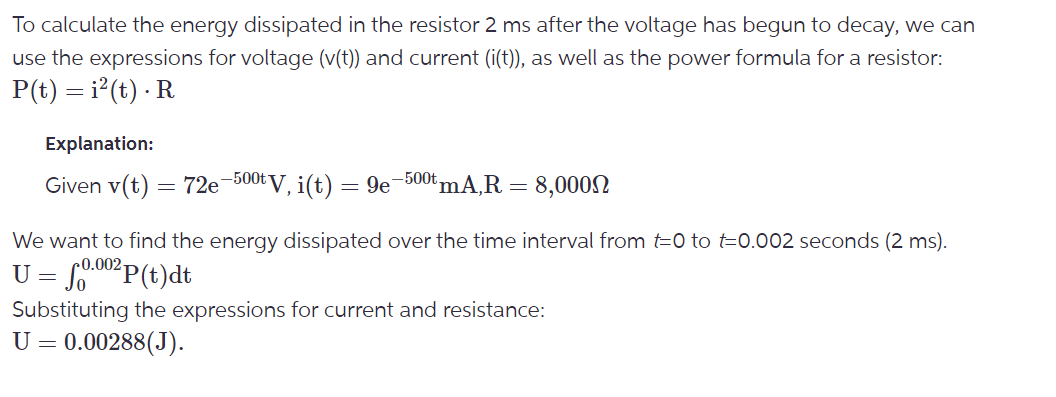 Solved To calculate the energy dissipated in the resistor 2 | Chegg.com