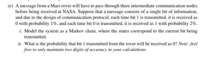 Solved (e) A message from a Mars rover will have to pass | Chegg.com