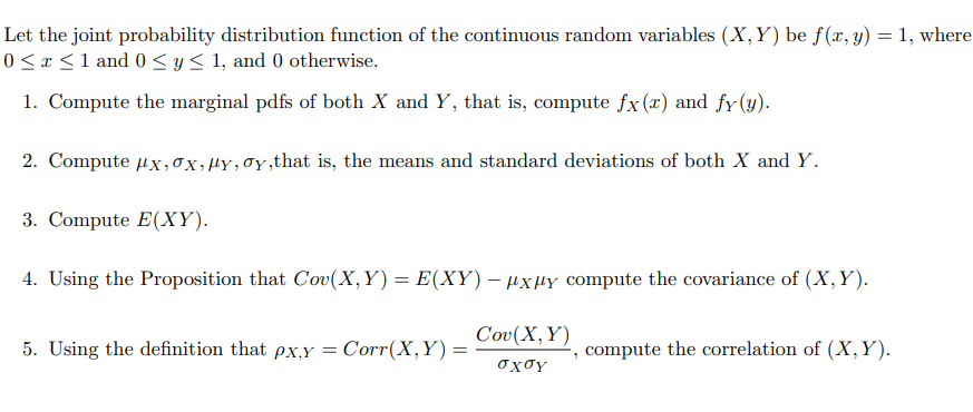 Solved Let the joint probability distribution function of | Chegg.com