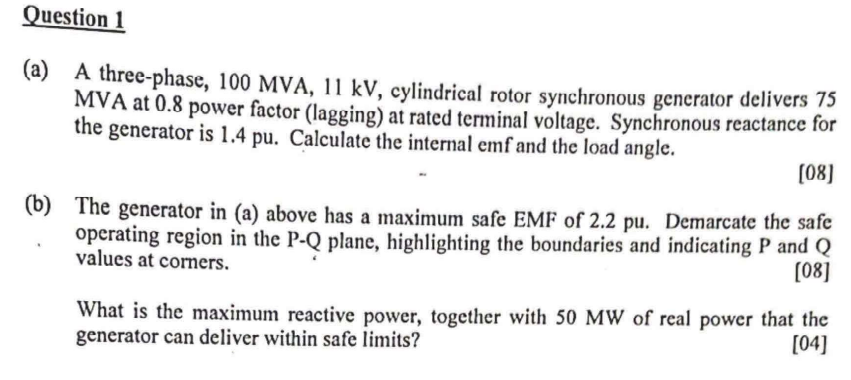 Solved (a) A three-phase, 100MVA,11kV, cylindrical rotor | Chegg.com