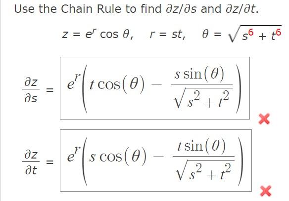 Solved Use the Chain Rule to find ∂z/∂s and ∂z/∂t. | Chegg.com