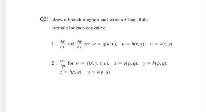 Solved Q2/ draw a branch diagram and write a Chain Rule | Chegg.com