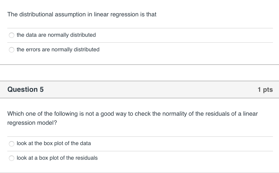 Solved The Distributional Assumption In Linear Regression Is
