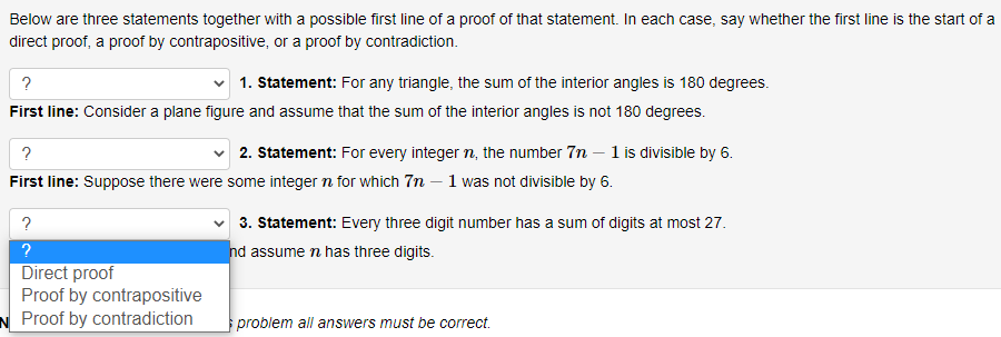 Solved Below are three statements together with a possible | Chegg.com