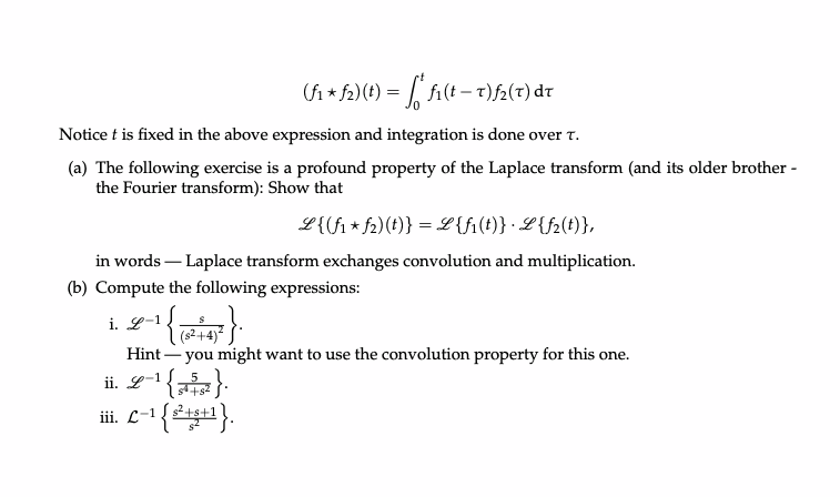 Solved 3. Laplace transform - convolution property. Recall | Chegg.com