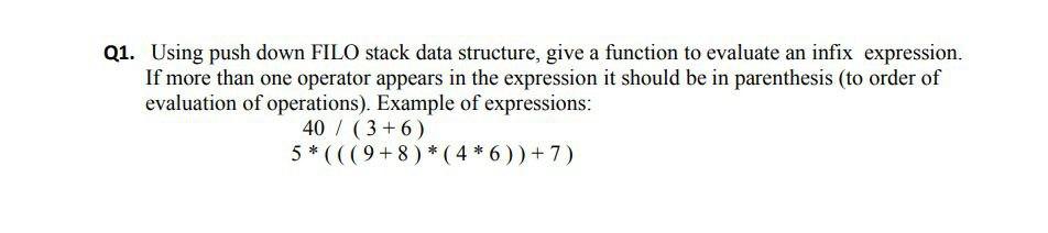 Solved 1. Using push down FILO stack data structure, give a | Chegg.com