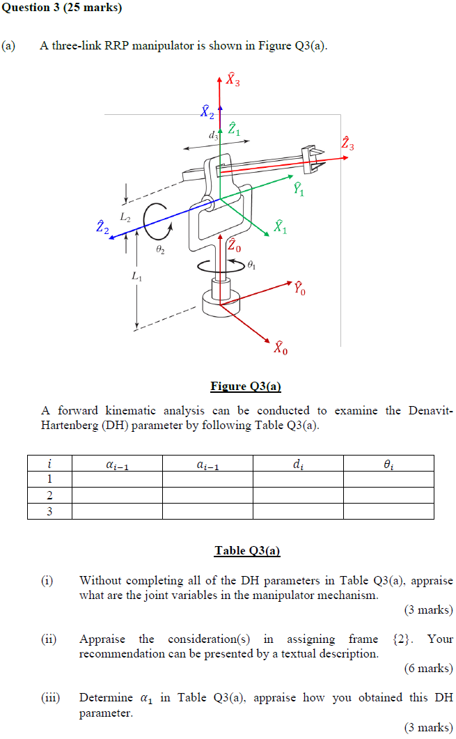 Solved (a) A three-link RRP manipulator is shown in Figure | Chegg.com
