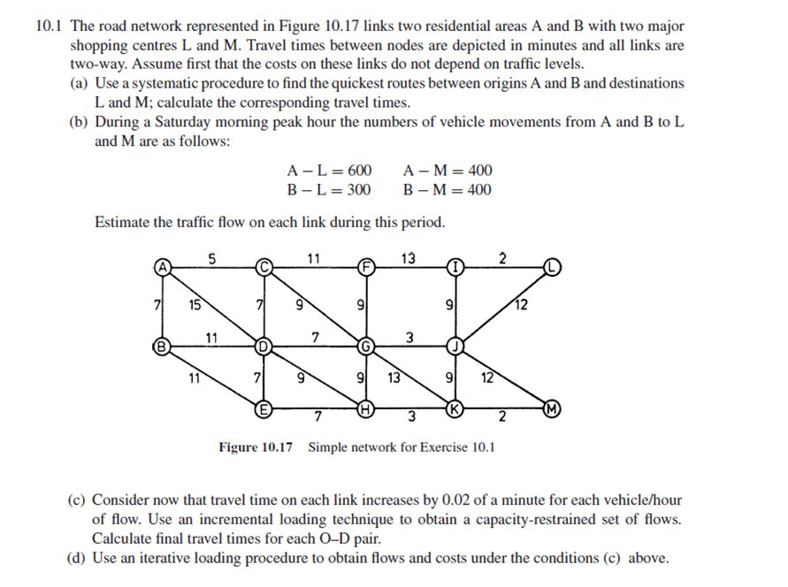 Solved 10.1 The road network represented in Figure 10.17 | Chegg.com