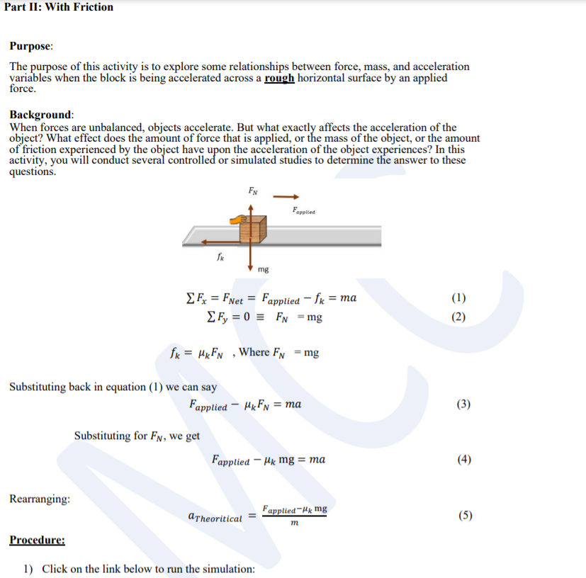 Newton’s Law- Friction Lab Using Classroom | Chegg.com