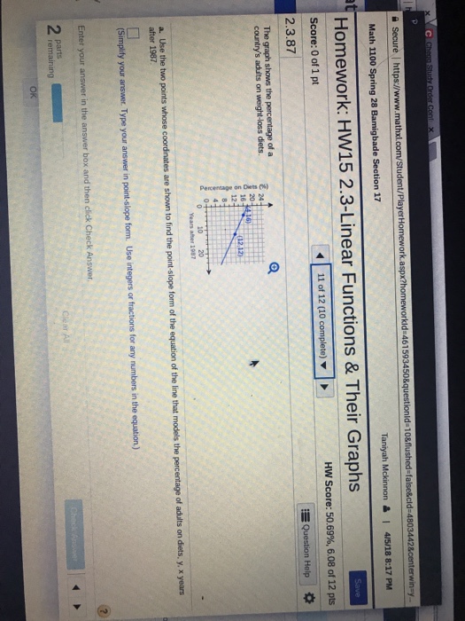 Solved d 4615934 Homework: HW15 2.3-Linear Functions & Their | Chegg.com
