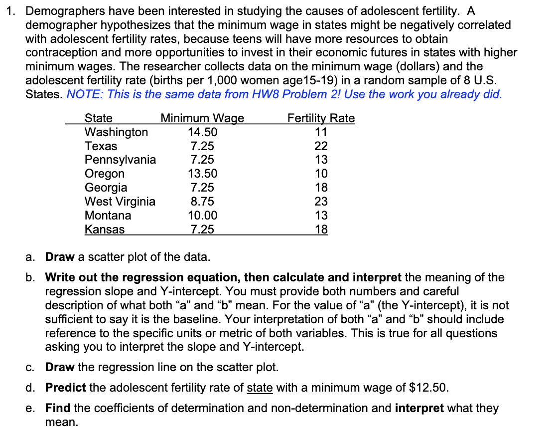 Solved 1. Demographers have been interested in studying the | Chegg.com