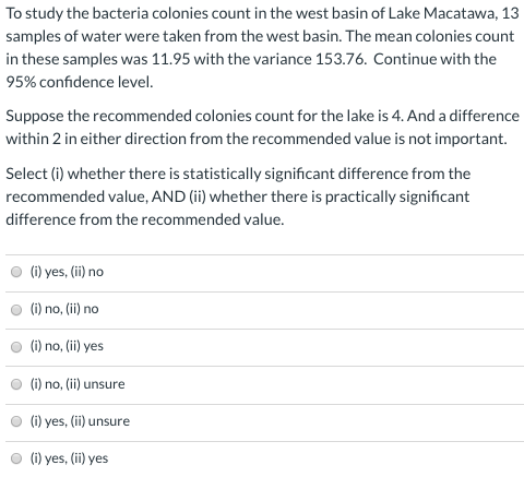 Solved To study the bacteria colonies count in the west | Chegg.com