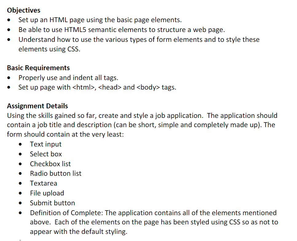 Solved Objectives - Set up an HTML page using the basic page | Chegg.com