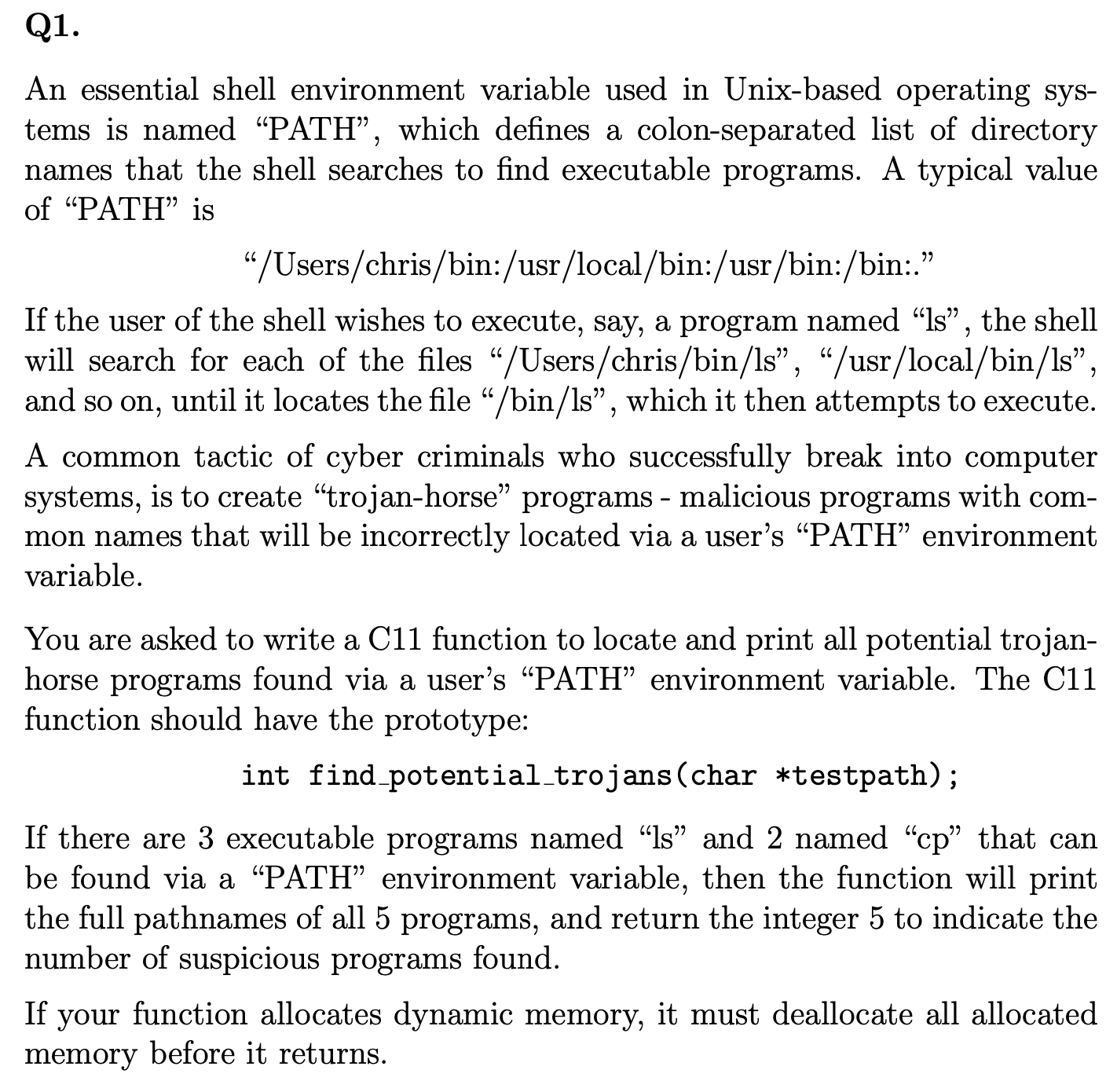 Solved Q1. An essential shell environment variable used in | Chegg.com