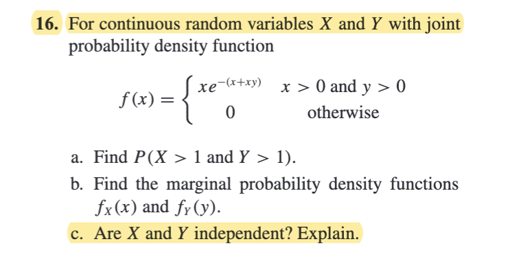 Solved 6. For continuous random variables X and Y with joint | Chegg.com