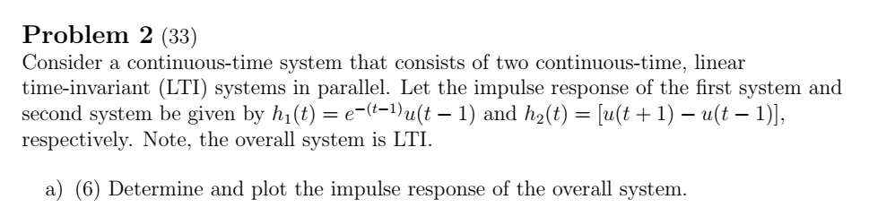 Problem 4(28) Consider the following continuous-time | Chegg.com