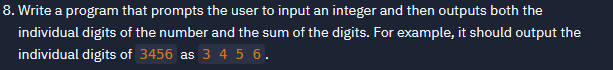 Solved Write a program that prompts the user to input an | Chegg.com