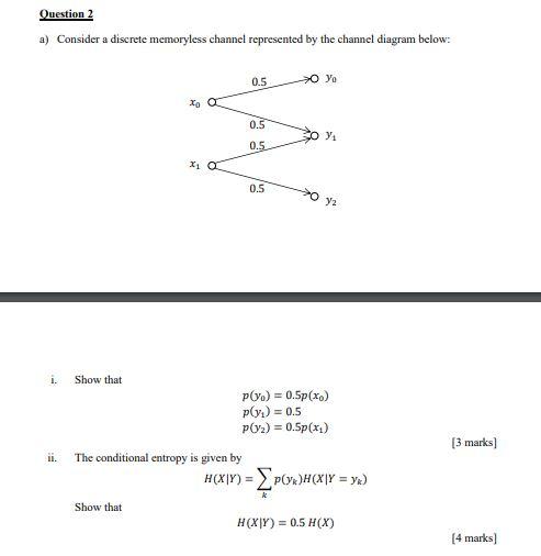 Solved Question 2 a) Consider a discrete memoryless channel | Chegg.com