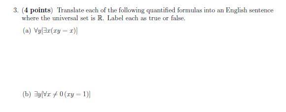 Solved 3. (4 points) Translate each of the following | Chegg.com