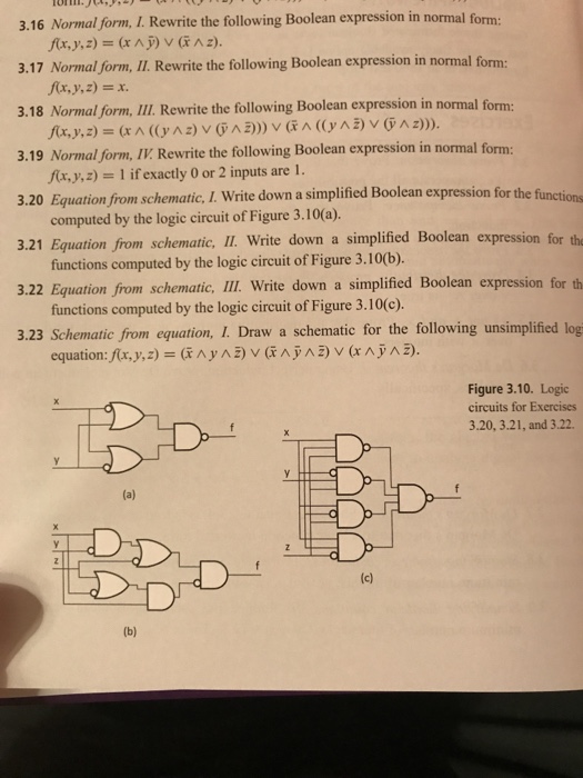 Solved 3.16 Normal form, I. Rewrite the following Boolean | Chegg.com