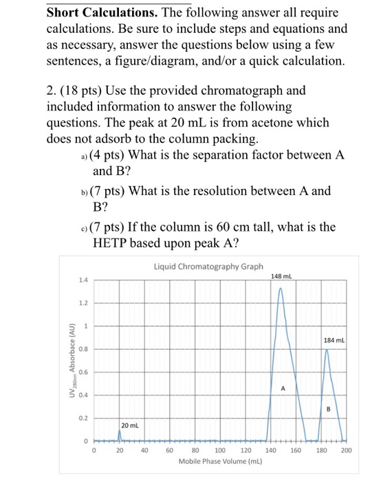 Solved Short Calculations. The following answer all require | Chegg.com