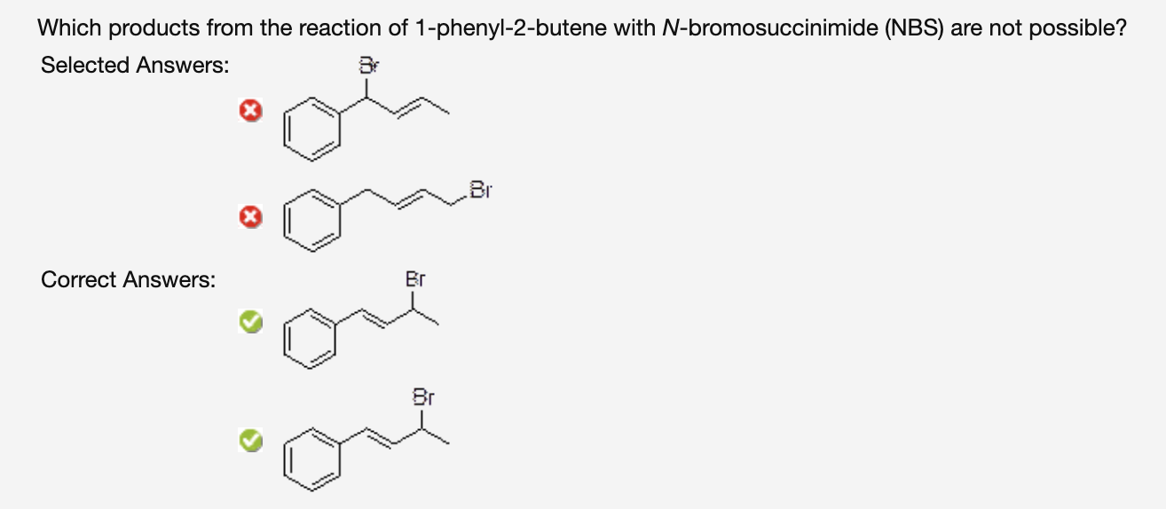 Solved Which products from the reaction of 1-phenyl-2-butene | Chegg.com