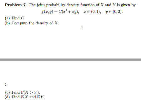 Solved Problem 7. The joint probability density function of | Chegg.com