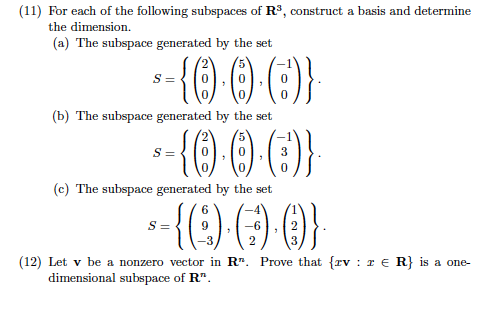 Solved (11) For each of the following subspaces of R3, | Chegg.com