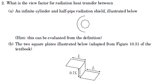 Solved 2. What is the view factor for radiation heat | Chegg.com