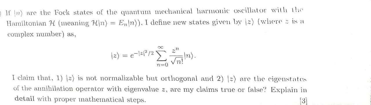 Solved If in) are the Fock states of the quantum mechanical | Chegg.com