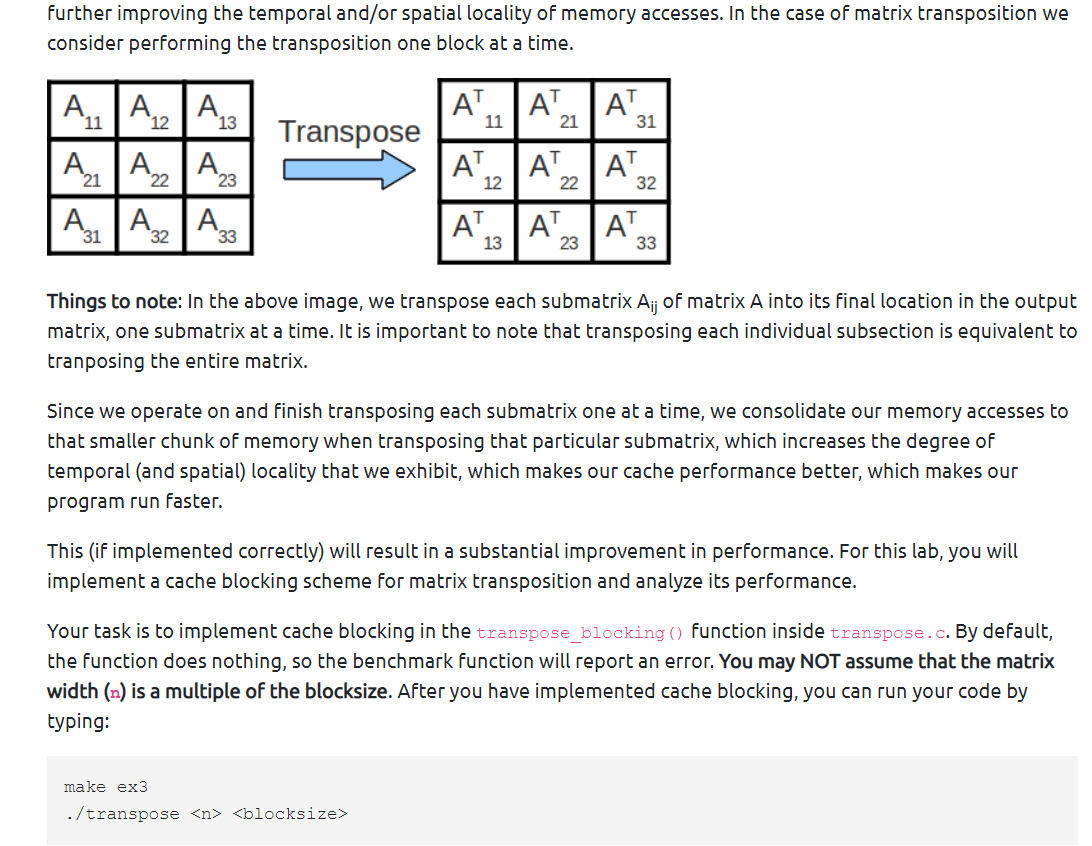Solved Exercise 3 - Cache Blocking and Matrix Transposition | Chegg.com