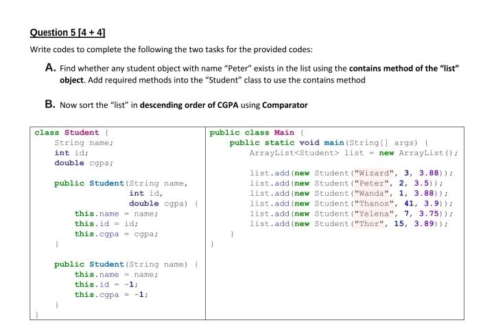 Solved Question 5 [4+41 Write codes to complete the | Chegg.com